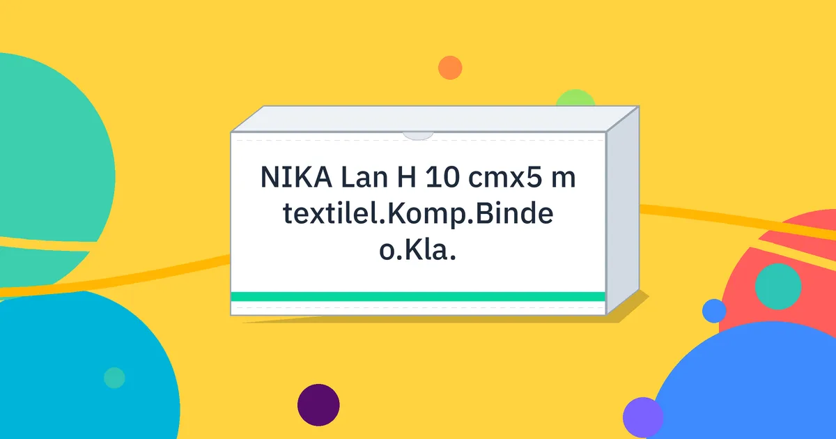 Symbolbild: Packung mit der Aufschrift NIKA Lan H 10 cmx5 m textilel.Komp.Binde o.Kla. (PZN 18171357) – Verfügbarkeit und Bezug in Apotheken in Frankfurt am Main