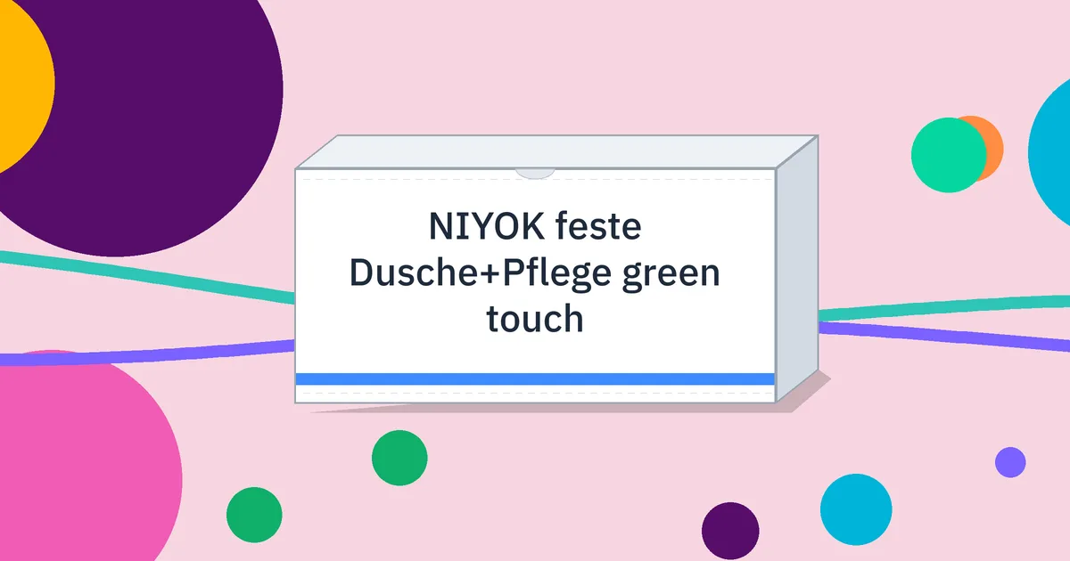 Symbolbild: Packung mit der Aufschrift NIYOK feste Dusche+Pflege green touch (PZN 18836489) – Verfügbarkeit und Bezug in Apotheken in Frankfurt am Main