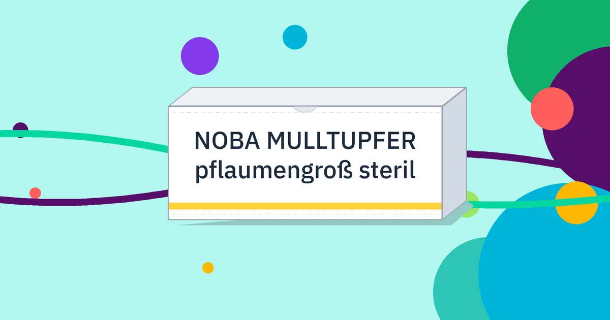 Symbolbild: Packung mit der Aufschrift NOBA MULLTUPFER pflaumengroß steril (PZN 05527226) – Verfügbarkeit und Bezug in Apotheken in Frankfurt am Main