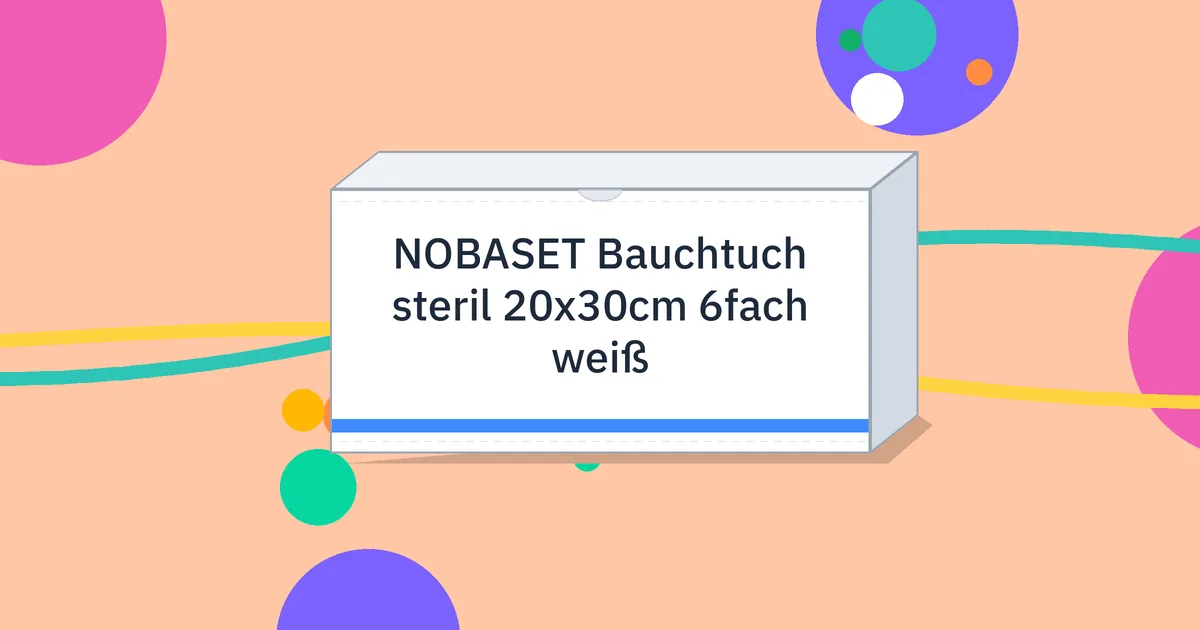 Symbolbild: Packung mit der Aufschrift NOBASET Bauchtuch steril 20x30cm 6fach weiß (PZN 17584614) – Verfügbarkeit und Bezug in Apotheken in Frankfurt am Main