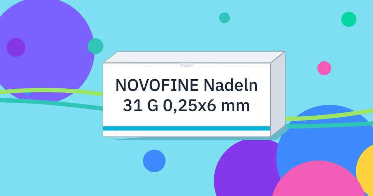 Symbolbild: Packung mit der Aufschrift NOVOFINE Nadeln 31 G 0,25x6 mm (PZN 17379179) – Verfügbarkeit und Bezug in Apotheken in Frankfurt am Main
