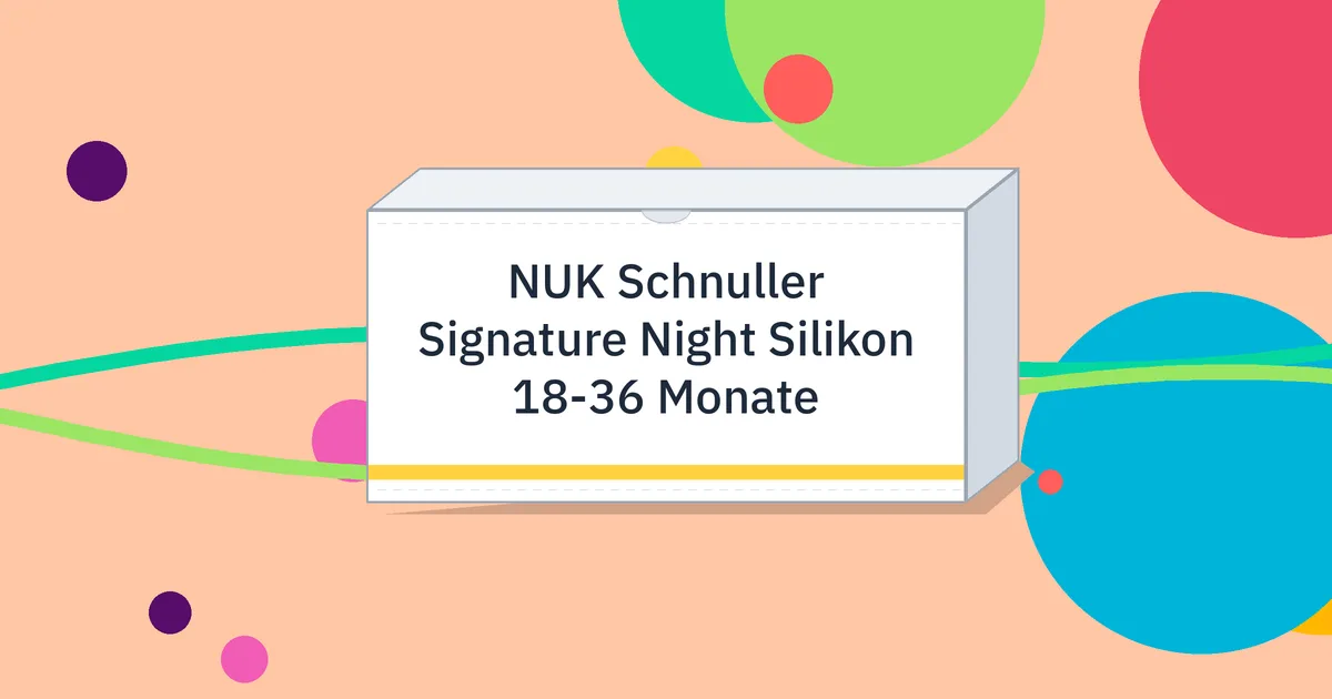 Symbolbild: Packung mit der Aufschrift NUK Schnuller Signature Night Silikon 18-36 Monate (PZN 16793735) – Verfügbarkeit und Bezug in Apotheken in Frankfurt am Main