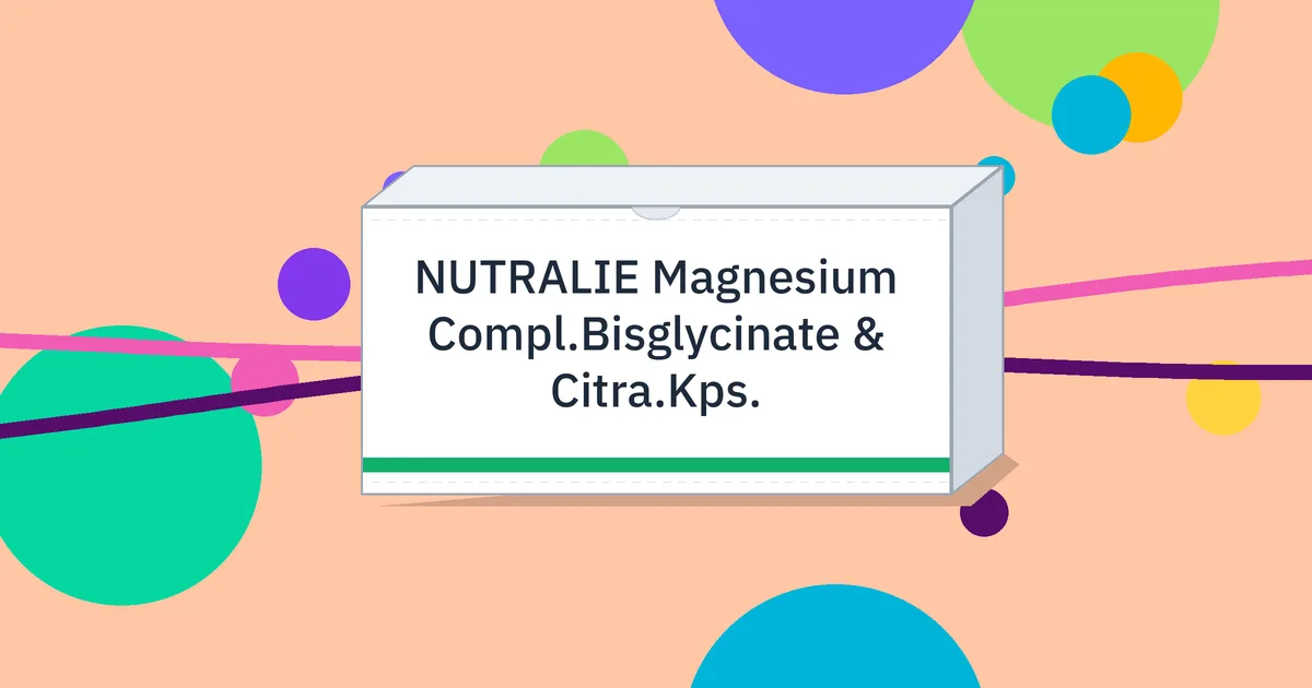 Symbolbild: Packung mit der Aufschrift NUTRALIE Magnesium Compl.Bisglycinate & Citra.Kps. (PZN 18407943) – Verfügbarkeit und Bezug in Apotheken in Frankfurt am Main