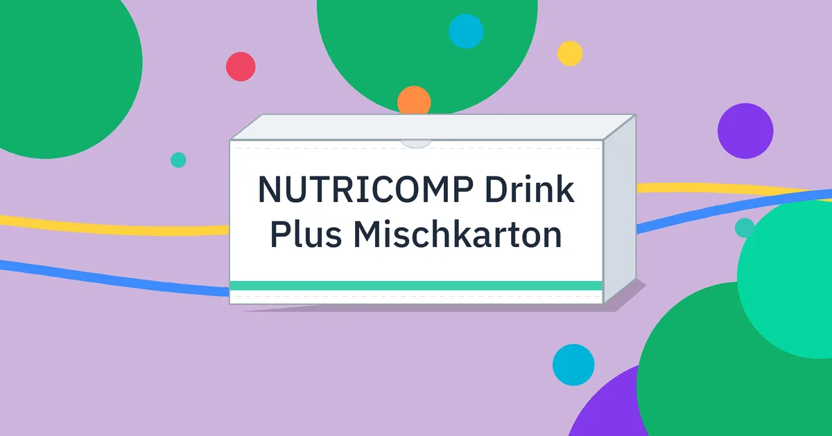 Symbolbild: Packung mit der Aufschrift NUTRICOMP Drink Plus Mischkarton (PZN 19485968) – Verfügbarkeit und Bezug in Apotheken in Frankfurt am Main
