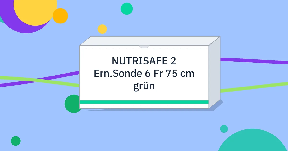 Symbolbild: Packung mit der Aufschrift NUTRISAFE 2 Ern.Sonde 6 Fr 75 cm grün (PZN 06847430) – Verfügbarkeit und Bezug in Apotheken in Frankfurt am Main