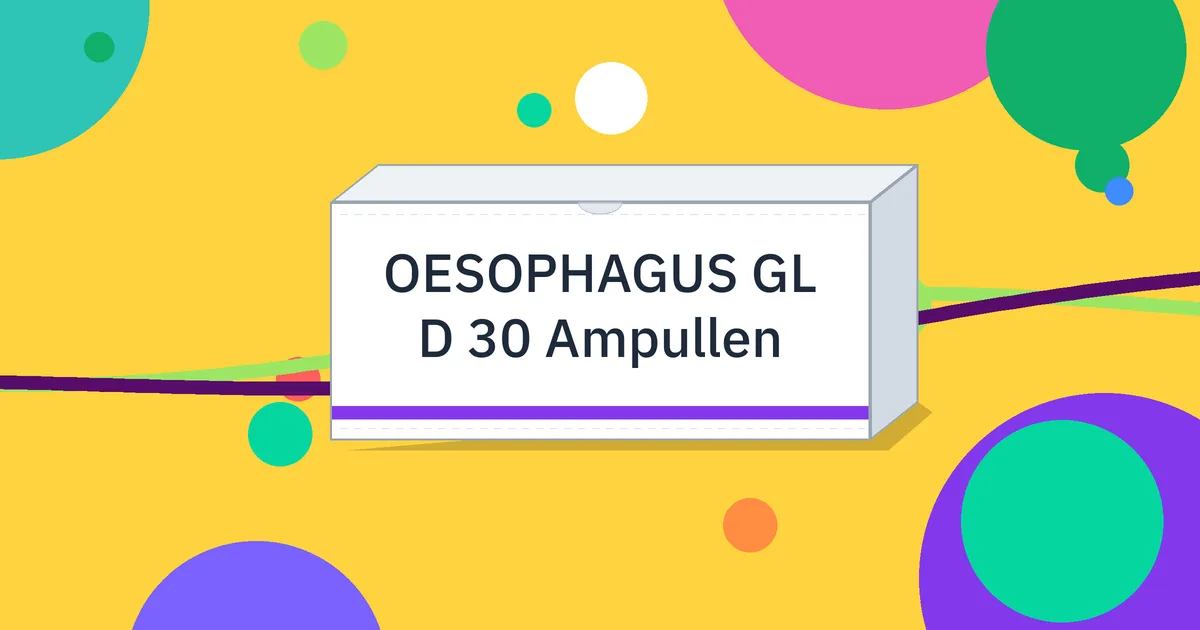 Symbolbild: Packung mit der Aufschrift OESOPHAGUS GL D 30 Ampullen (PZN 02944308) – Verfügbarkeit und Bezug in Apotheken in Frankfurt am Main