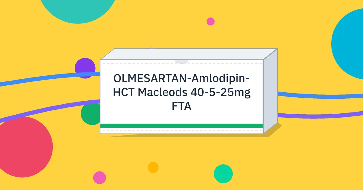 Symbolbild: Packung mit der Aufschrift OLMESARTAN-Amlodipin-HCT Macleods 40-5-25mg FTA (PZN 18314673) – Verfügbarkeit und Bezug in Apotheken in Frankfurt am Main