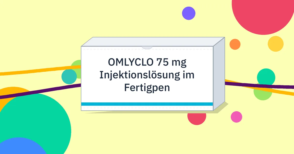 Symbolbild: Packung mit der Aufschrift OMLYCLO 75 mg Injektionslösung im Fertigpen (PZN 19203208) – Verfügbarkeit und Bezug in Apotheken in Frankfurt am Main
