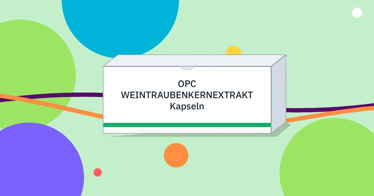 Symbolbild: Packung mit der Aufschrift OPC WEINTRAUBENKERNEXTRAKT Kapseln (PZN 07537967) – Verfügbarkeit und Bezug in Apotheken in Frankfurt am Main