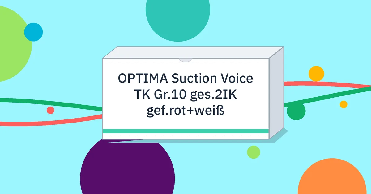Symbolbild: Packung mit der Aufschrift OPTIMA Suction Voice TK Gr.10 ges.2IK gef.rot+weiß (PZN 10288019) – Verfügbarkeit und Bezug in Apotheken in Frankfurt am Main