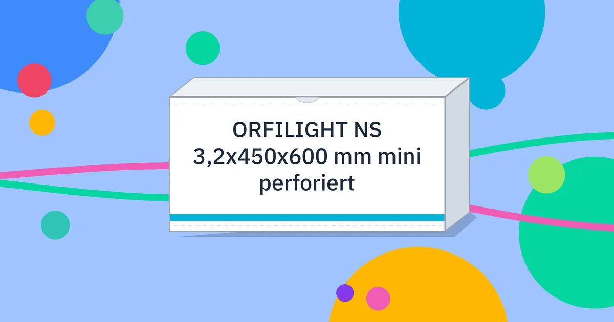Symbolbild: Packung mit der Aufschrift ORFILIGHT NS 3,2x450x600 mm mini perforiert (PZN 19397017) – Verfügbarkeit und Bezug in Apotheken in Frankfurt am Main