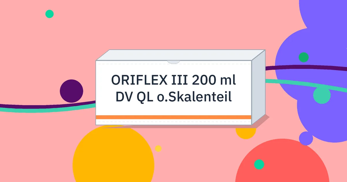 Symbolbild: Packung mit der Aufschrift ORIFLEX III 200 ml DV QL o.Skalenteil (PZN 17486461) – Verfügbarkeit und Bezug in Apotheken in Frankfurt am Main
