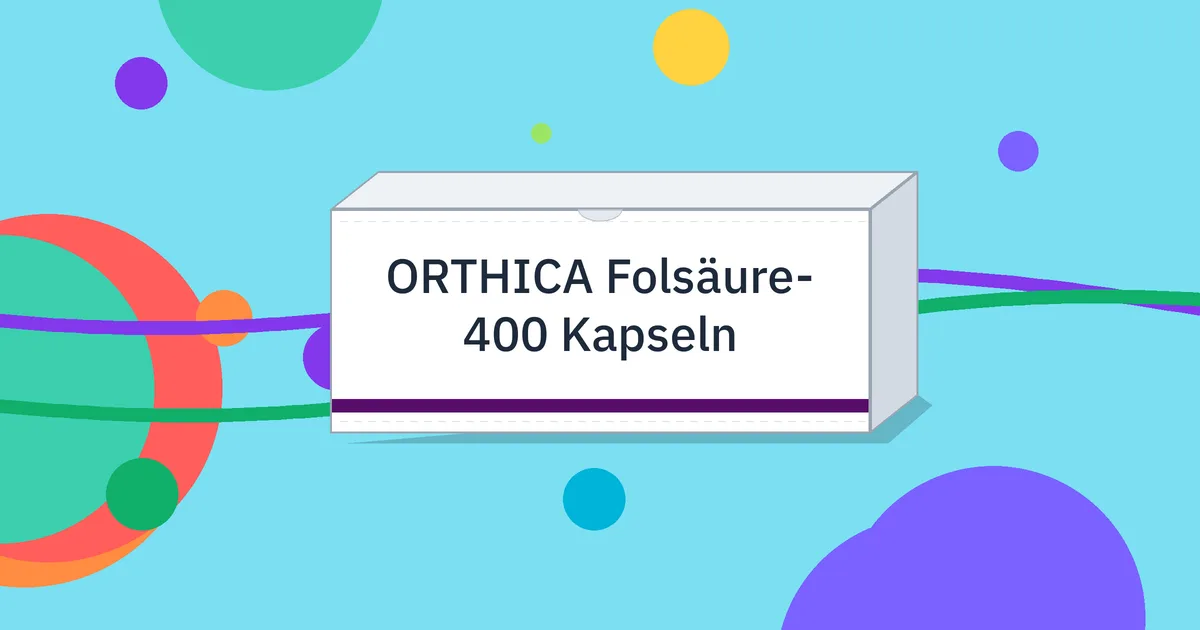 Symbolbild: Packung mit der Aufschrift ORTHICA Folsäure-400 Kapseln (PZN 20415022) – Verfügbarkeit und Bezug in Apotheken in Frankfurt am Main