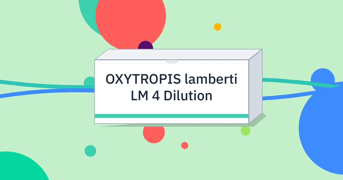 Symbolbild: Packung mit der Aufschrift OXYTROPIS lamberti LM 4 Dilution (PZN 13629768) – Verfügbarkeit und Bezug in Apotheken in Frankfurt am Main