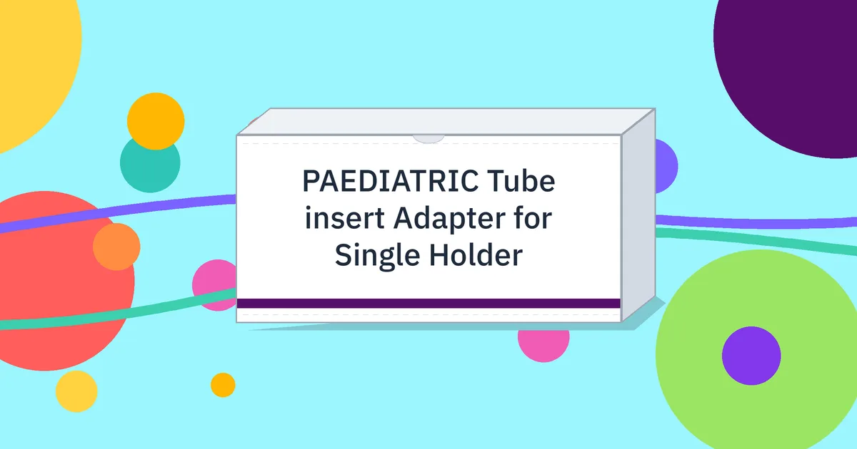 Symbolbild: Packung mit der Aufschrift PAEDIATRIC Tube insert Adapter for Single Holder (PZN 09104327) – Verfügbarkeit und Bezug in Apotheken in Frankfurt am Main