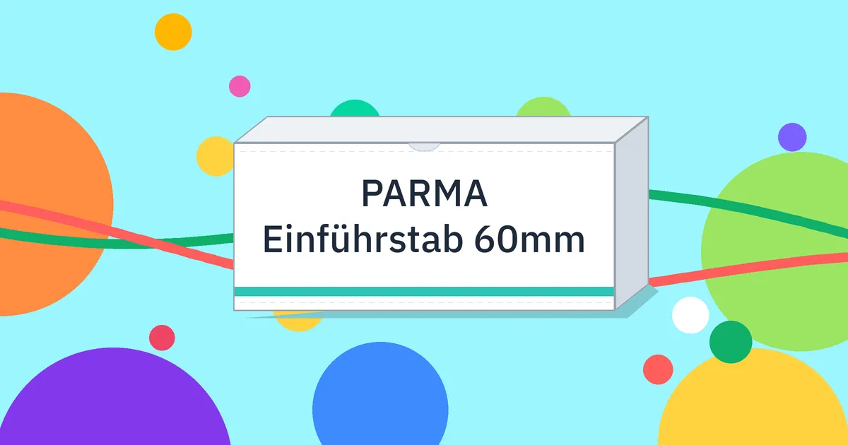 Symbolbild: Packung mit der Aufschrift PARMA Einführstab 60mm (PZN 01734690) – Verfügbarkeit und Bezug in Apotheken in Frankfurt am Main