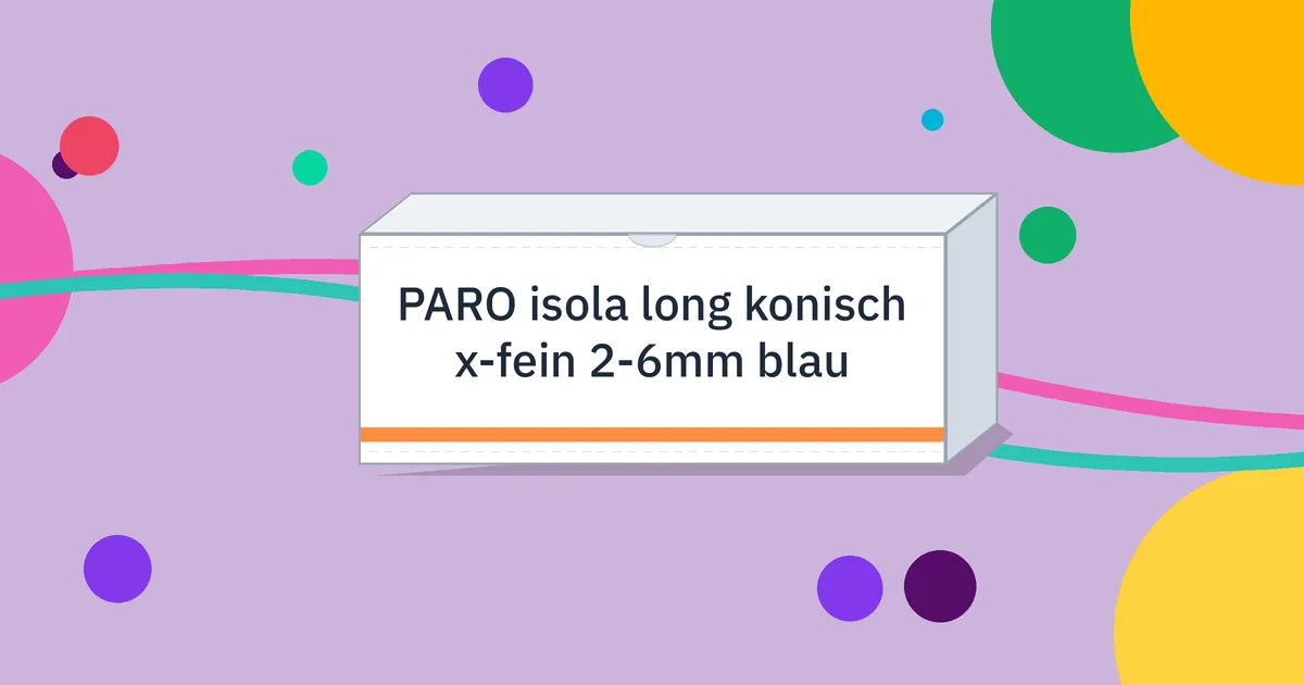Symbolbild: Packung mit der Aufschrift PARO isola long konisch x-fein 2-6mm blau (PZN 17372409) – Verfügbarkeit und Bezug in Apotheken in Frankfurt am Main