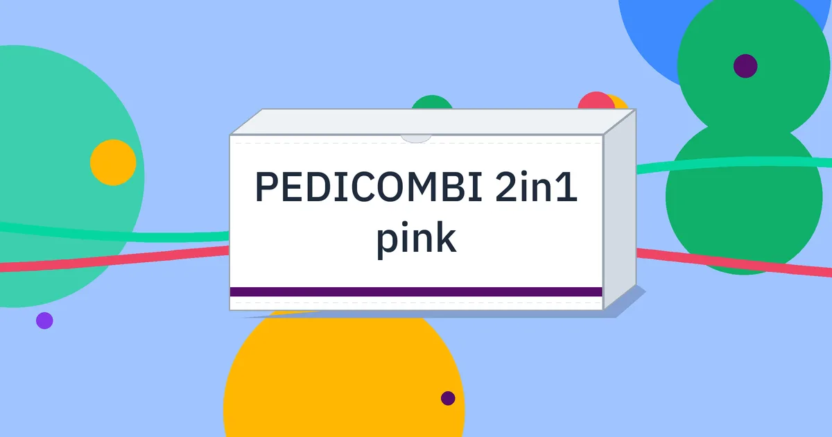 Symbolbild: Packung mit der Aufschrift PEDICOMBI 2in1 pink (PZN 01522798) – Verfügbarkeit und Bezug in Apotheken in Frankfurt am Main