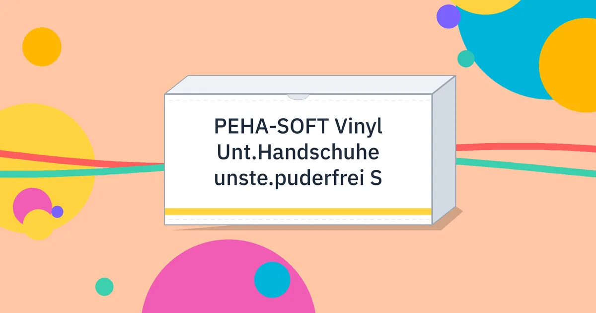Symbolbild: Packung mit der Aufschrift PEHA-SOFT Vinyl Unt.Handschuhe unste.puderfrei S (PZN 08909477) – Verfügbarkeit und Bezug in Apotheken in Frankfurt am Main