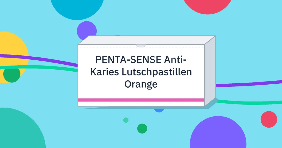 Symbolbild: Packung mit der Aufschrift PENTA-SENSE Anti-Karies Lutschpastillen Orange (PZN 17872193) – Verfügbarkeit und Bezug in Apotheken in Frankfurt am Main