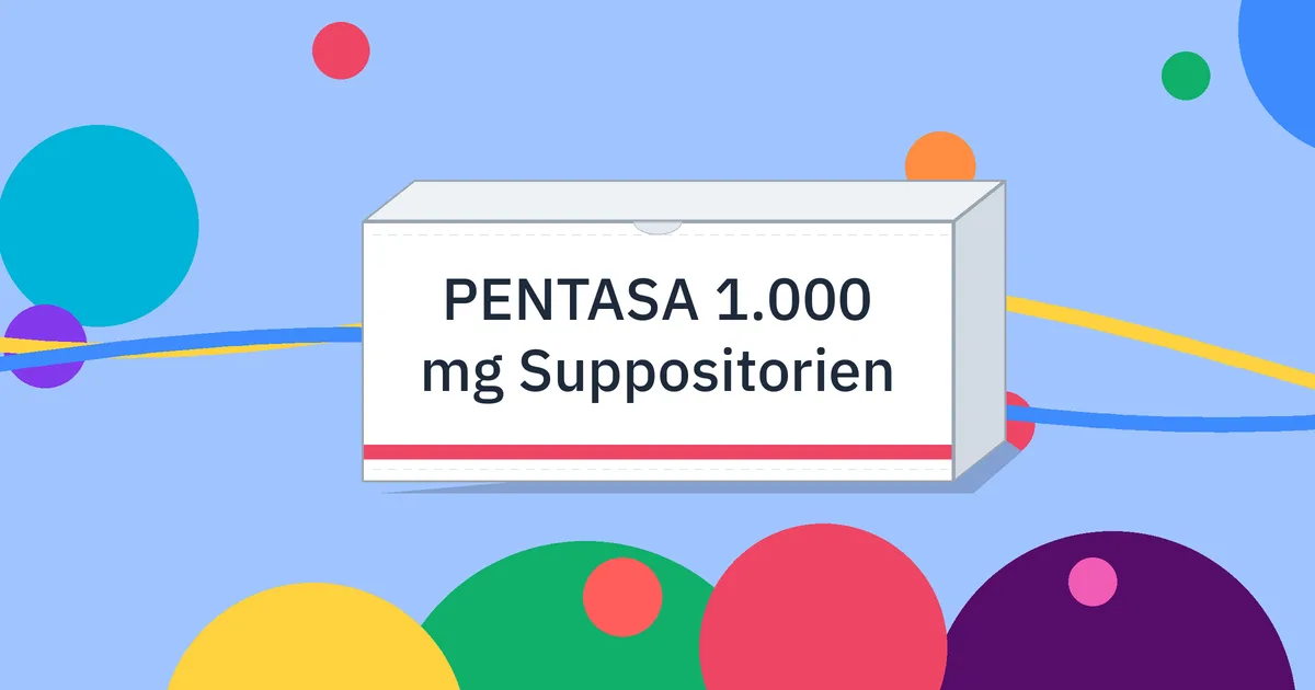 Symbolbild: Packung mit der Aufschrift PENTASA 1.000 mg Suppositorien (PZN 09012737) – Verfügbarkeit und Bezug in Apotheken in Frankfurt am Main