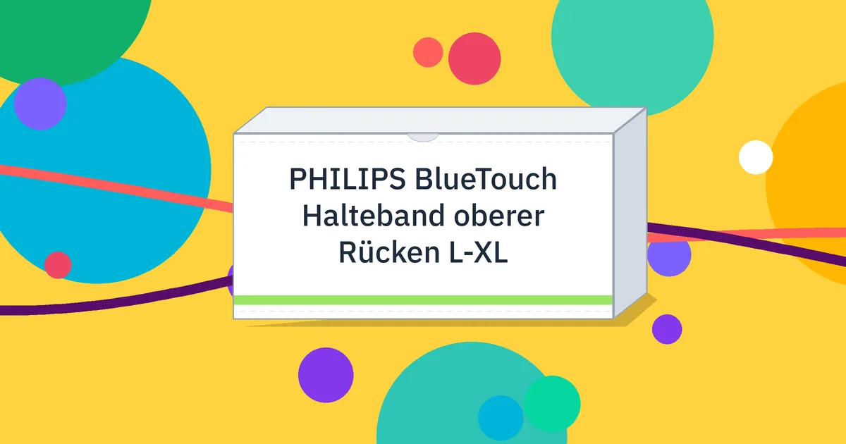 Symbolbild: Packung mit der Aufschrift PHILIPS BlueTouch Halteband oberer Rücken L-XL (PZN 10108218) – Verfügbarkeit und Bezug in Apotheken in Frankfurt am Main