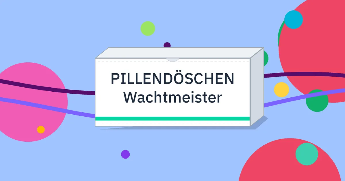 Symbolbild: Packung mit der Aufschrift PILLENDÖSCHEN Wachtmeister (PZN 10390373) – Verfügbarkeit und Bezug in Apotheken in Frankfurt am Main