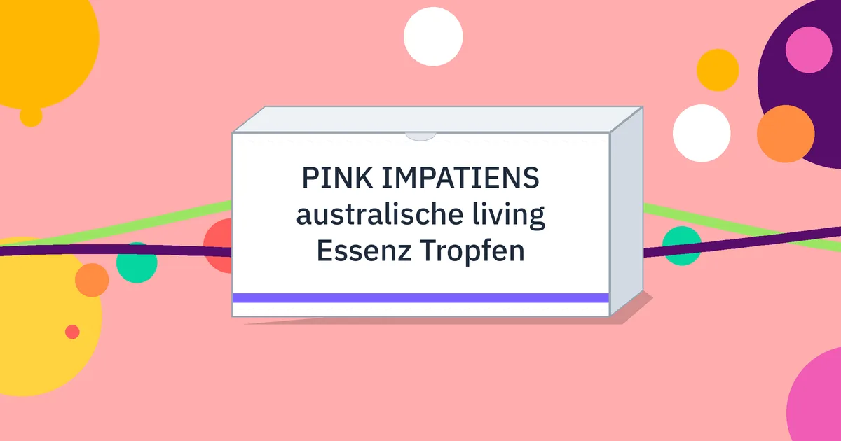 Symbolbild: Packung mit der Aufschrift PINK IMPATIENS australische living Essenz Tropfen (PZN 05010463) – Verfügbarkeit und Bezug in Apotheken in Frankfurt am Main