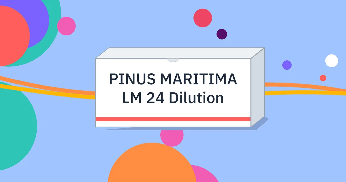 Symbolbild: Packung mit der Aufschrift PINUS MARITIMA LM 24 Dilution (PZN 13644503) – Verfügbarkeit und Bezug in Apotheken in Frankfurt am Main