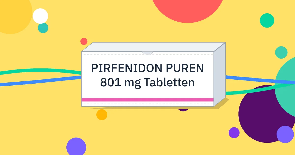 Symbolbild: Packung mit der Aufschrift PIRFENIDON PUREN 801 mg Tabletten (PZN 19238448) – Verfügbarkeit und Bezug in Apotheken in Frankfurt am Main