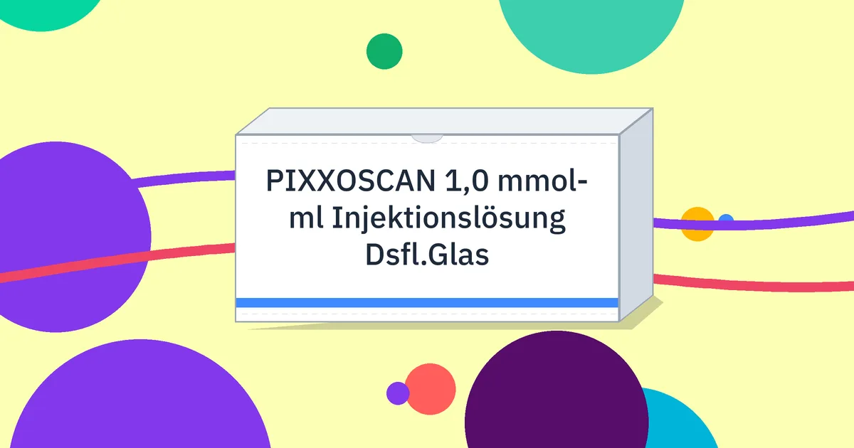 Symbolbild: Packung mit der Aufschrift PIXXOSCAN 1,0 mmol-ml Injektionslösung Dsfl.Glas (PZN 18456396) – Verfügbarkeit und Bezug in Apotheken in Frankfurt am Main
