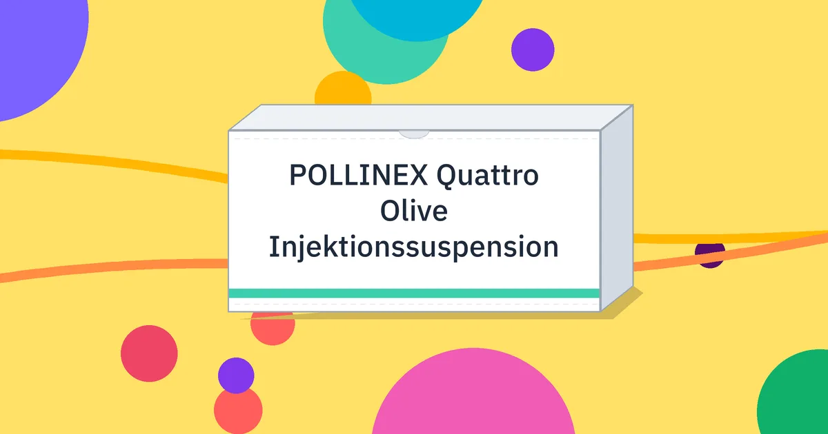 Symbolbild: Packung mit der Aufschrift POLLINEX Quattro Olive Injektionssuspension (PZN 13593378) – Verfügbarkeit und Bezug in Apotheken in Frankfurt am Main