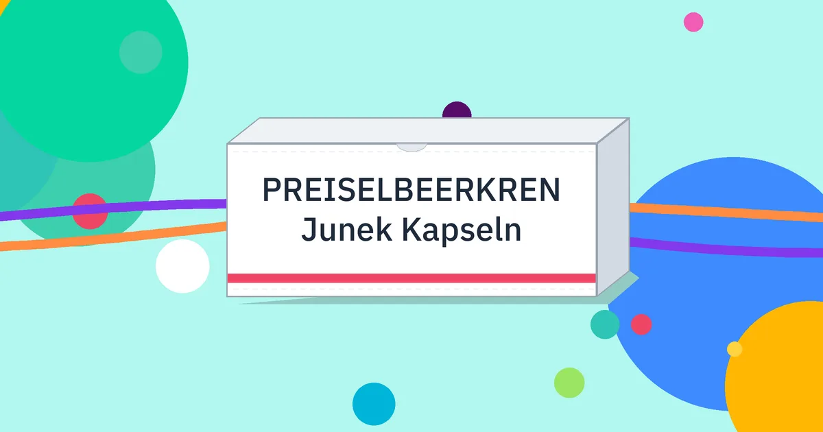 Symbolbild: Packung mit der Aufschrift PREISELBEERKREN Junek Kapseln (PZN 10307308) – Verfügbarkeit und Bezug in Apotheken in Frankfurt am Main