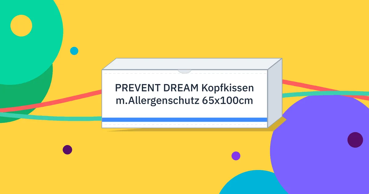 Symbolbild: Packung mit der Aufschrift PREVENT DREAM Kopfkissen m.Allergenschutz 65x100cm (PZN 18760585) – Verfügbarkeit und Bezug in Apotheken in Frankfurt am Main
