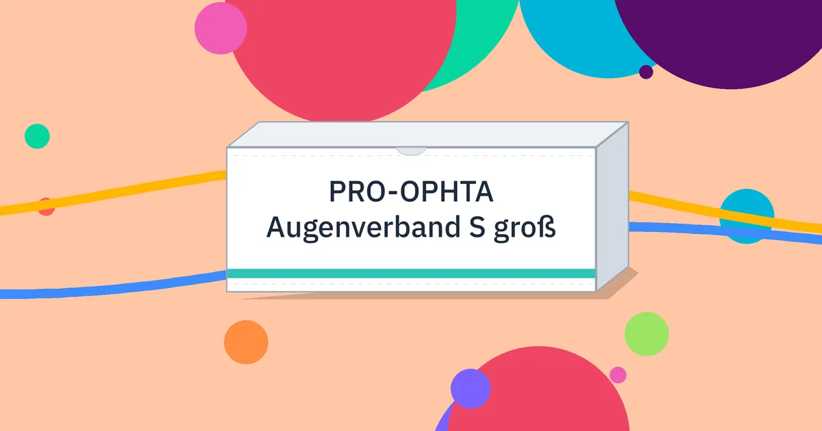 Symbolbild: Packung mit der Aufschrift PRO-OPHTA Augenverband S groß (PZN 20044548) – Verfügbarkeit und Bezug in Apotheken in Frankfurt am Main