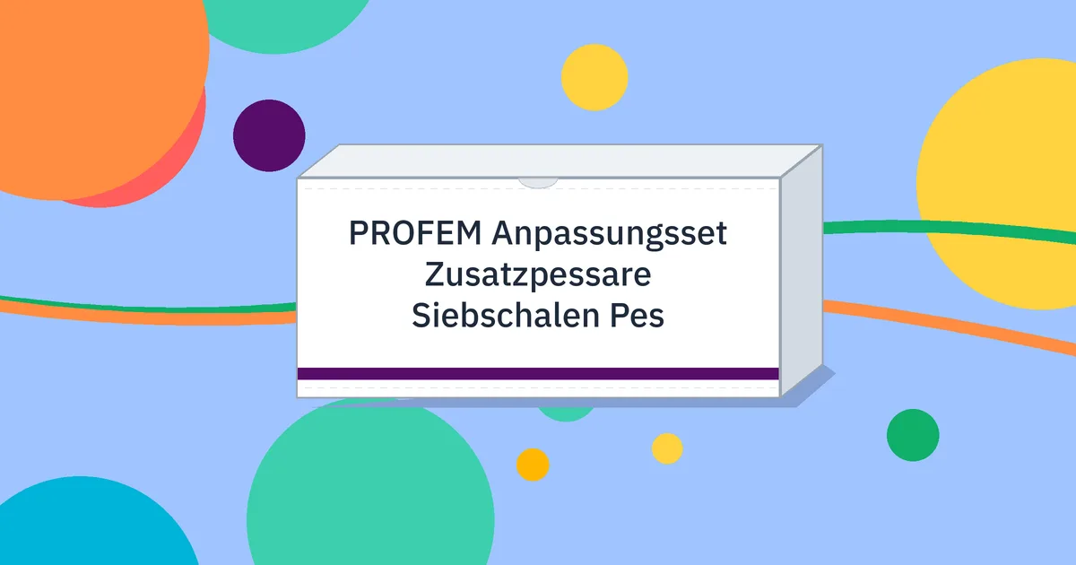 Symbolbild: Packung mit der Aufschrift PROFEM Anpassungsset Zusatzpessare Siebschalen Pes (PZN 20637722) – Verfügbarkeit und Bezug in Apotheken in Frankfurt am Main