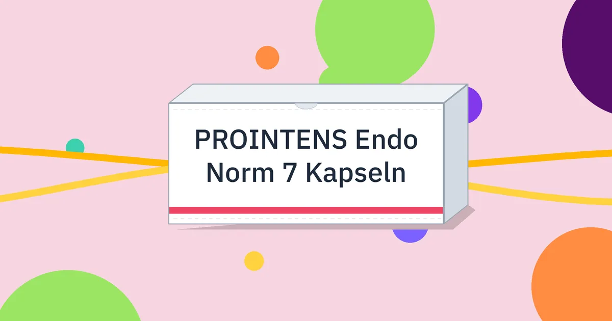 Symbolbild: Packung mit der Aufschrift PROINTENS Endo Norm 7 Kapseln (PZN 19694583) – Verfügbarkeit und Bezug in Apotheken in Frankfurt am Main