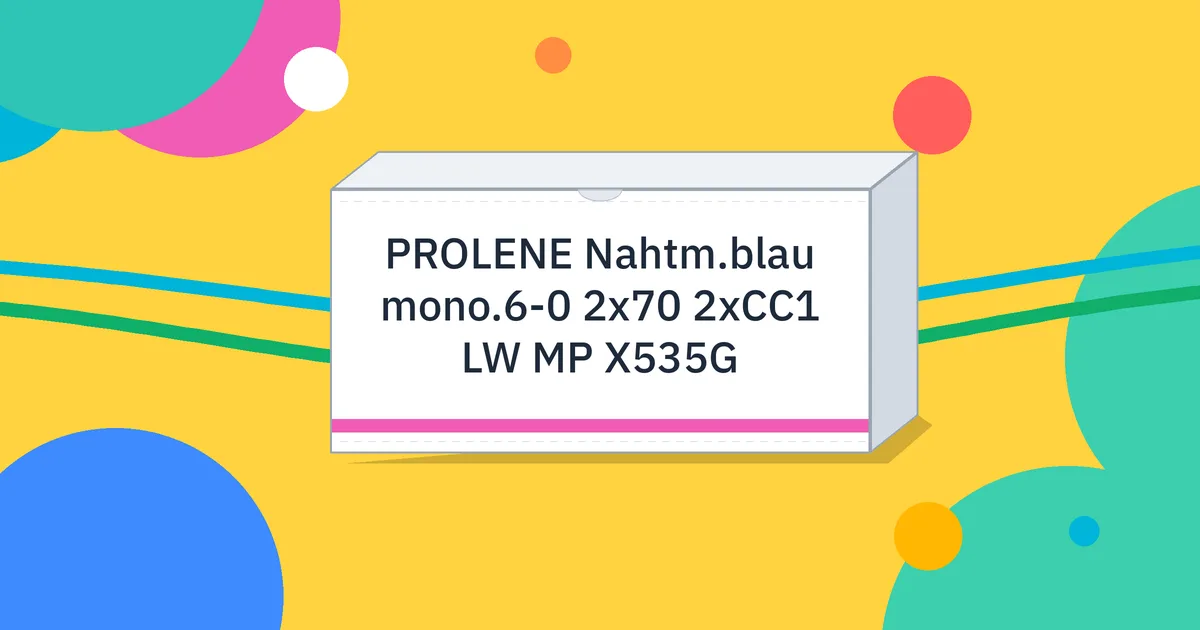 Symbolbild: Packung mit der Aufschrift PROLENE Nahtm.blau mono.6-0 2x70 2xCC1 LW MP X535G (PZN 20924491) – Verfügbarkeit und Bezug in Apotheken in Frankfurt am Main