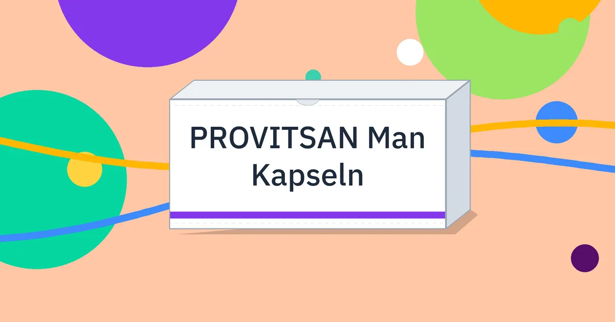 Symbolbild: Packung mit der Aufschrift PROVITSAN Man Kapseln (PZN 09643863) – Verfügbarkeit und Bezug in Apotheken in Frankfurt am Main