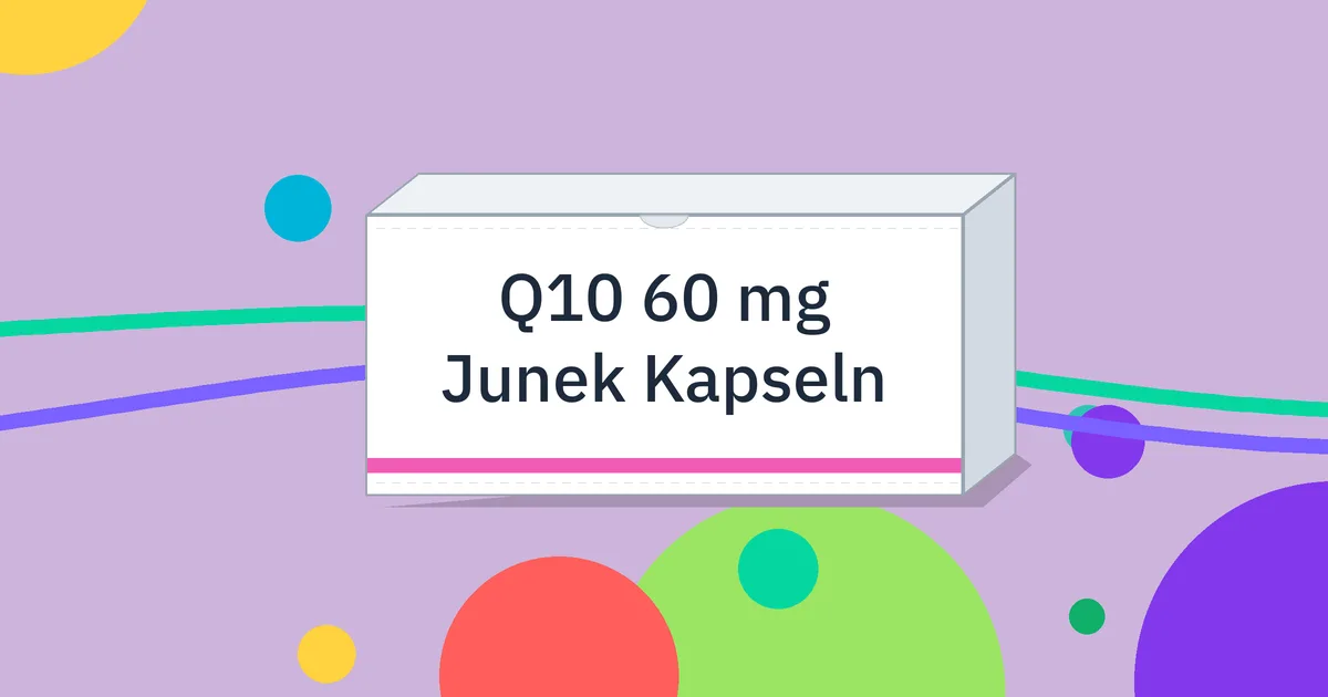 Symbolbild: Packung mit der Aufschrift Q10 60 mg Junek Kapseln (PZN 09720463) – Verfügbarkeit und Bezug in Apotheken in Frankfurt am Main