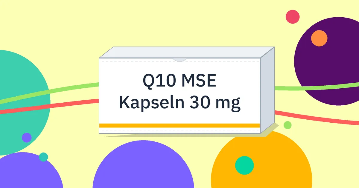 Symbolbild: Packung mit der Aufschrift Q10 MSE Kapseln 30 mg (PZN 07407383) – Verfügbarkeit und Bezug in Apotheken in Frankfurt am Main