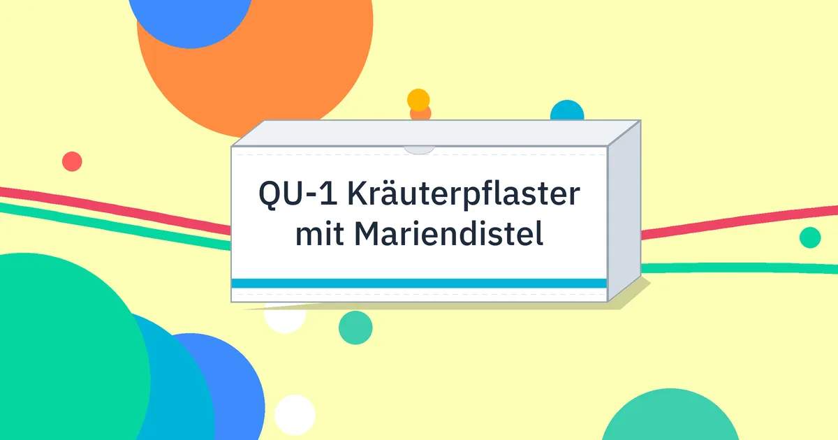 Symbolbild: Packung mit der Aufschrift QU-1 Kräuterpflaster mit Mariendistel (PZN 18074720) – Verfügbarkeit und Bezug in Apotheken in Frankfurt am Main