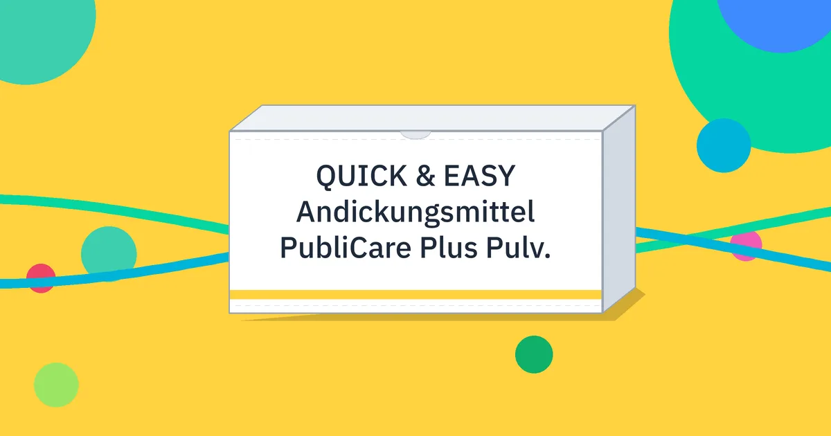 Symbolbild: Packung mit der Aufschrift QUICK & EASY Andickungsmittel PubliCare Plus Pulv. (PZN 11022766) – Verfügbarkeit und Bezug in Apotheken in Frankfurt am Main