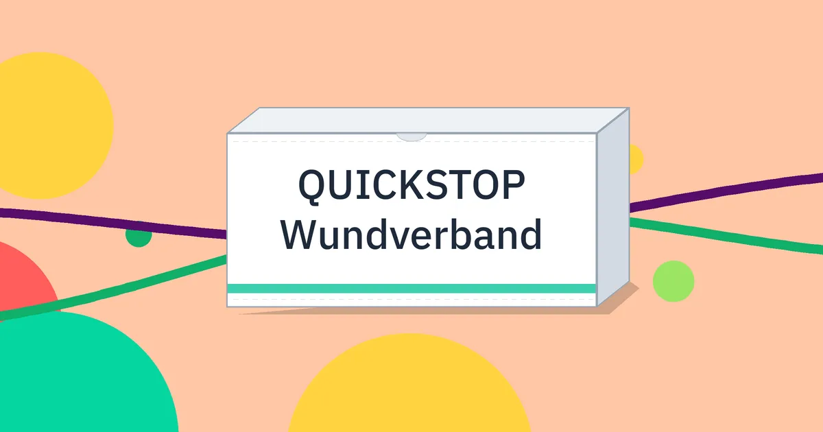 Symbolbild: Packung mit der Aufschrift QUICKSTOP Wundverband (PZN 10066313) – Verfügbarkeit und Bezug in Apotheken in Frankfurt am Main