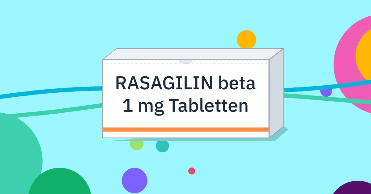 Symbolbild: Packung mit der Aufschrift RASAGILIN beta 1 mg Tabletten (PZN 11329128) – Verfügbarkeit und Bezug in Apotheken in Frankfurt am Main