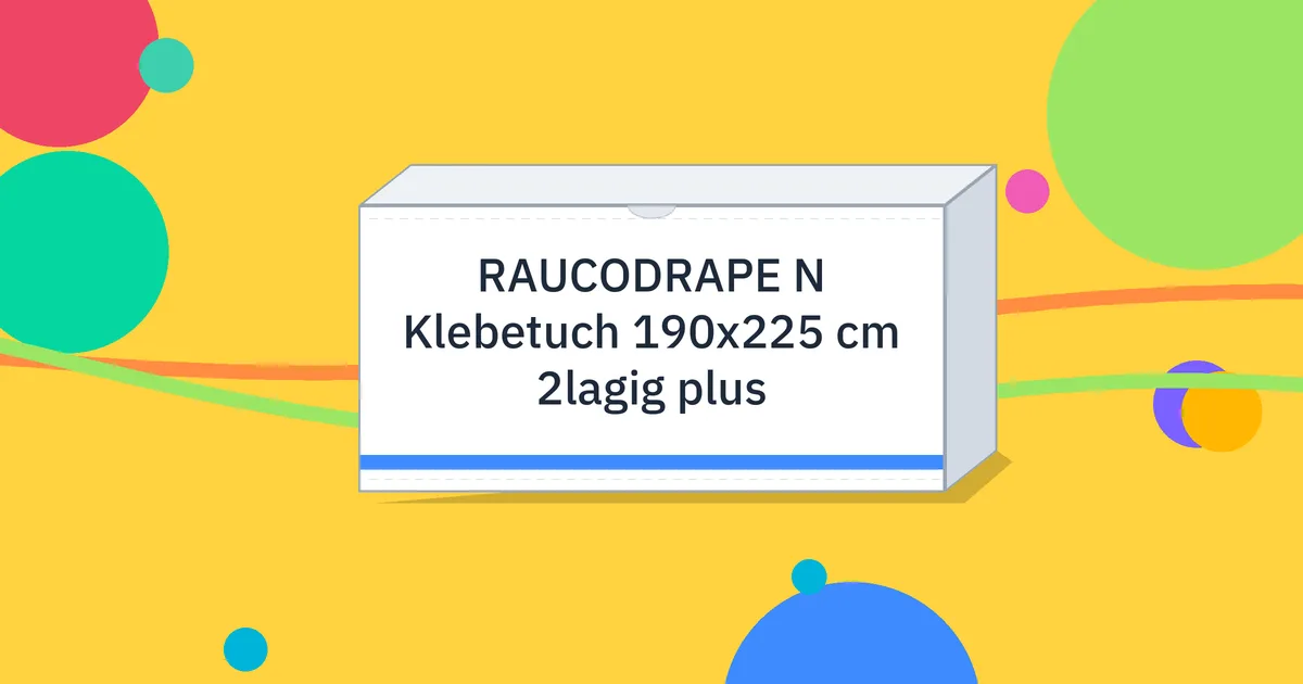 Symbolbild: Packung mit der Aufschrift RAUCODRAPE N Klebetuch 190x225 cm 2lagig plus (PZN 06162318) – Verfügbarkeit und Bezug in Apotheken in Frankfurt am Main