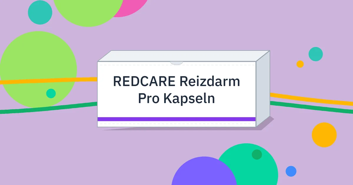 Symbolbild: Packung mit der Aufschrift REDCARE Reizdarm Pro Kapseln (PZN 19809135) – Verfügbarkeit und Bezug in Apotheken in Frankfurt am Main