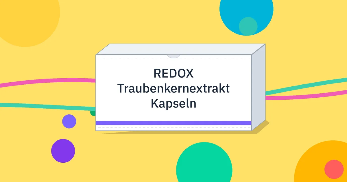 Symbolbild: Packung mit der Aufschrift REDOX Traubenkernextrakt Kapseln (PZN 17909789) – Verfügbarkeit und Bezug in Apotheken in Frankfurt am Main