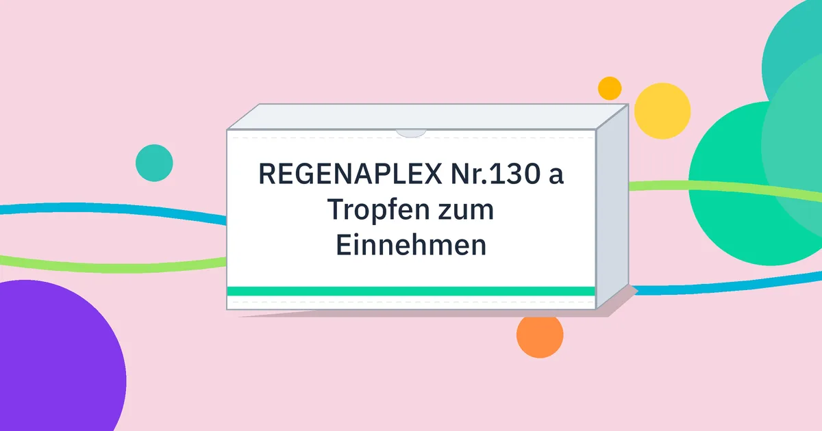 Symbolbild: Packung mit der Aufschrift REGENAPLEX Nr.130 a Tropfen zum Einnehmen (PZN 07351903) – Verfügbarkeit und Bezug in Apotheken in Frankfurt am Main