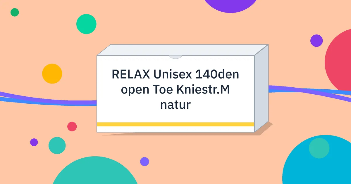 Symbolbild: Packung mit der Aufschrift RELAX Unisex 140den open Toe Kniestr.M natur (PZN 16190095) – Verfügbarkeit und Bezug in Apotheken in Frankfurt am Main